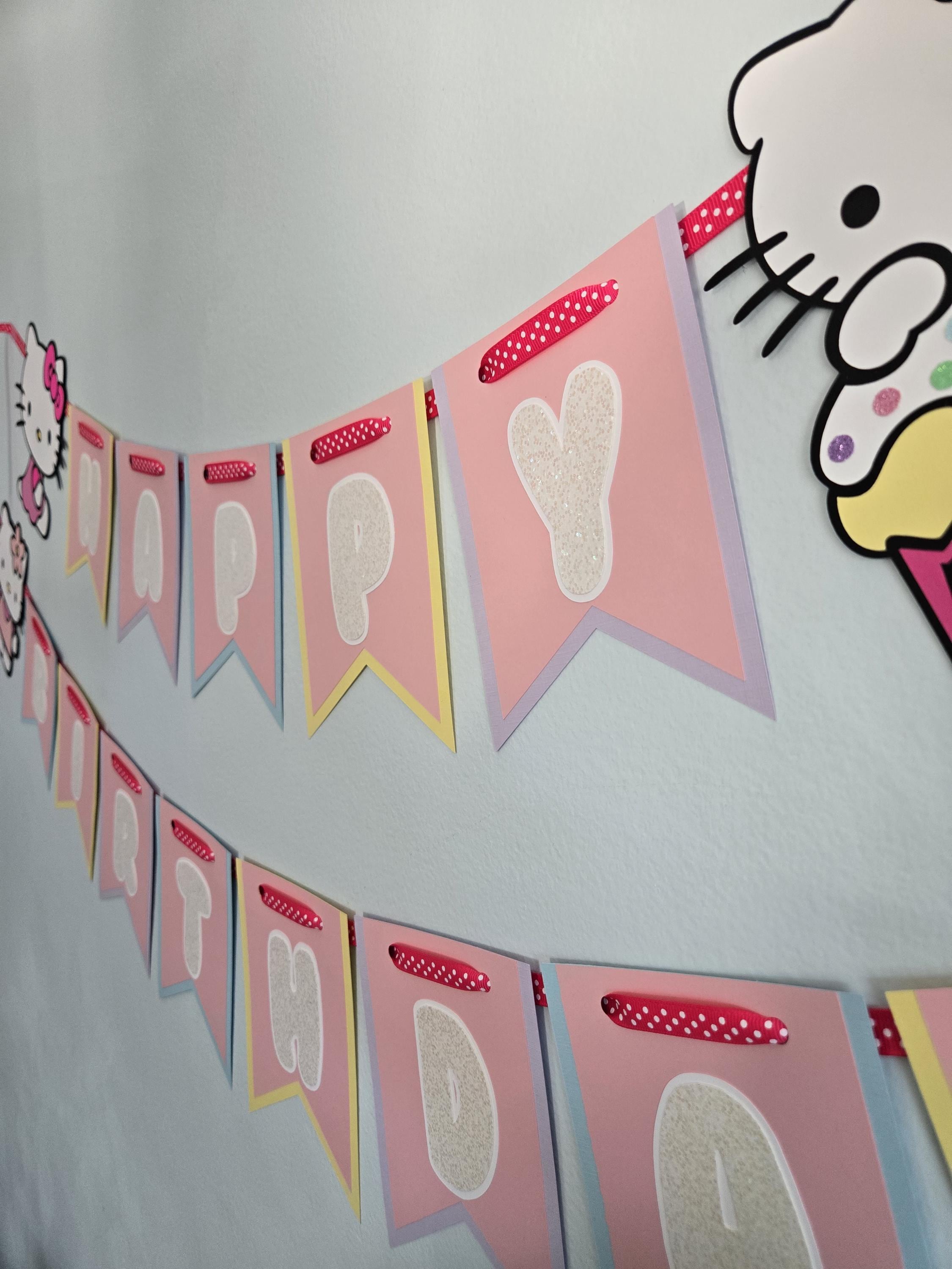 Hello Kitty Banner, Sanrio Birthday Decorations, Kawaii Decorations ...