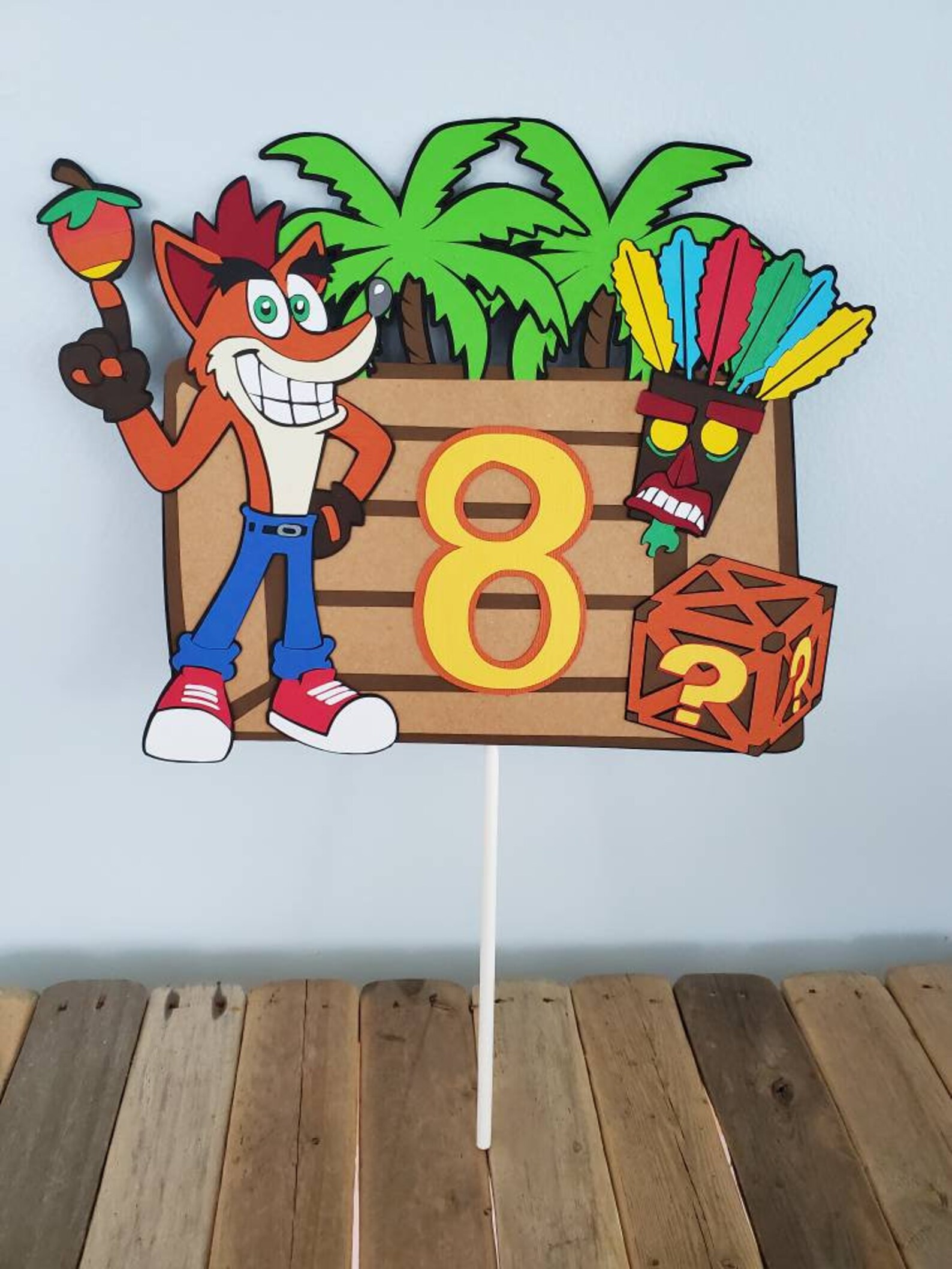 Crash Birthday party Gamer birthday Crash cake Topper Pick | Etsy