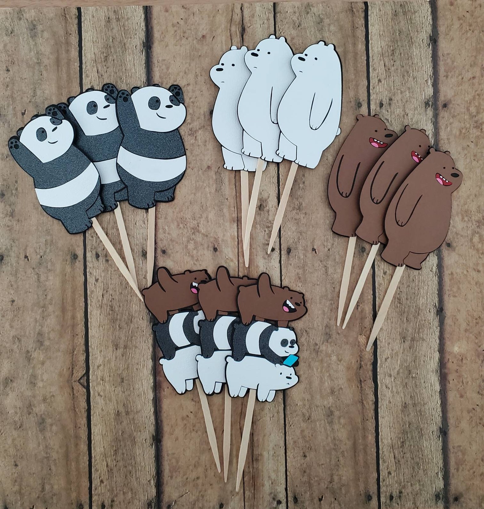 We Bare Bears Cupcake Toppers We Bare Bears Birthday - Etsy