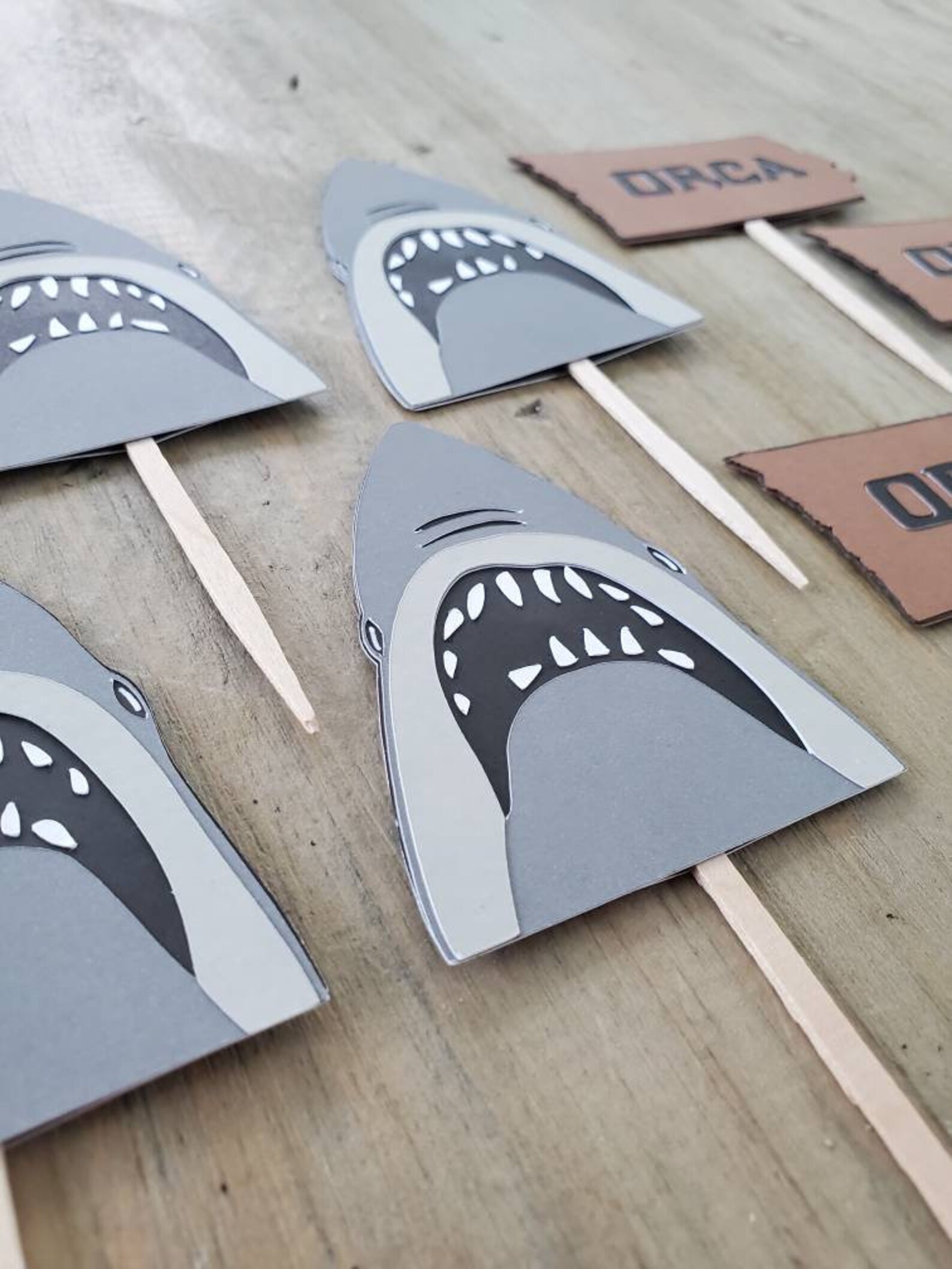 JAWS Cupcake Toppers JAWS Party Decorations Diecut Cardstock - Etsy