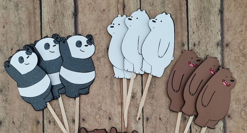 We Bare Bears Cupcake Toppers We Bare Bears Birthday - Etsy