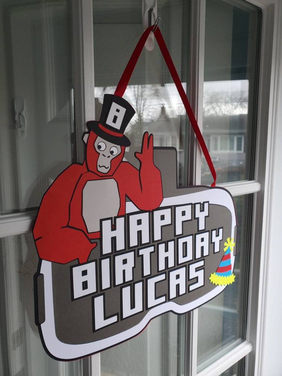 Gorilla Tag Door Sign, Gorilla Decorations, VR Birthday on Ribbon Ready ...
