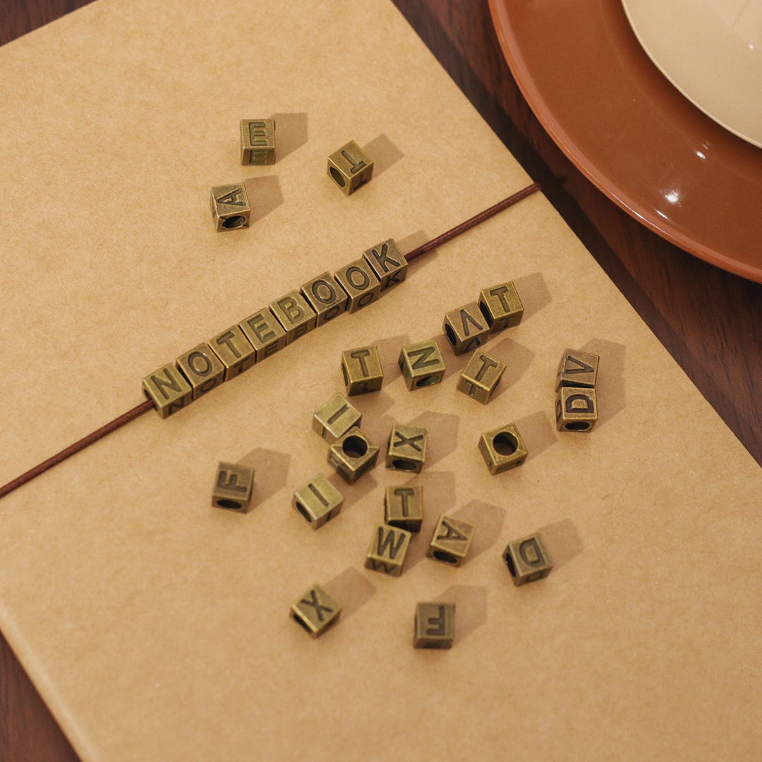 Vintage Bronze Letter Cube | Custom Name Initial Pendant Charm for ...