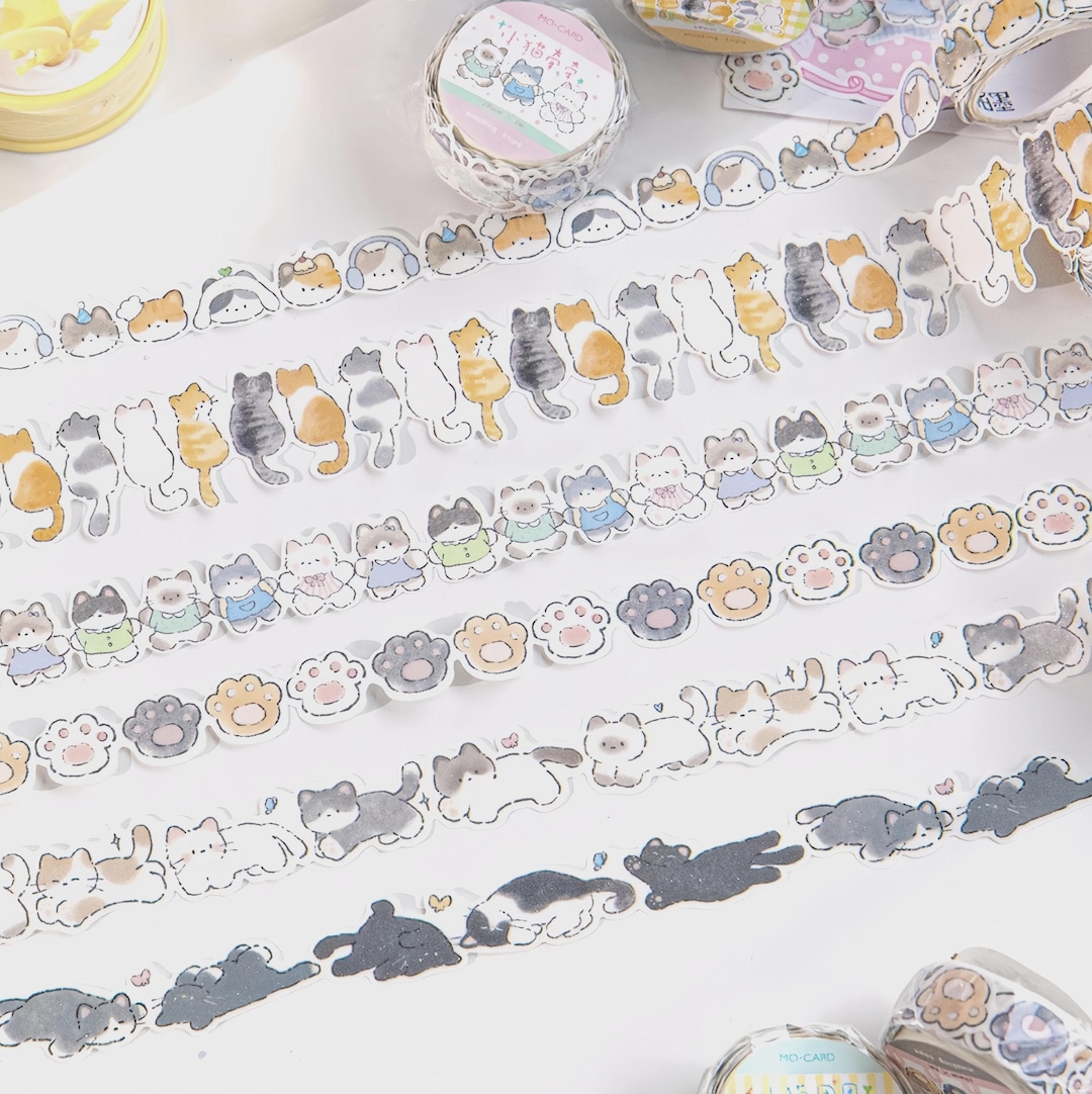 Kawaii Cat Shaped Washi Tape | Cute Kitten Decorative Tape | Planner ...