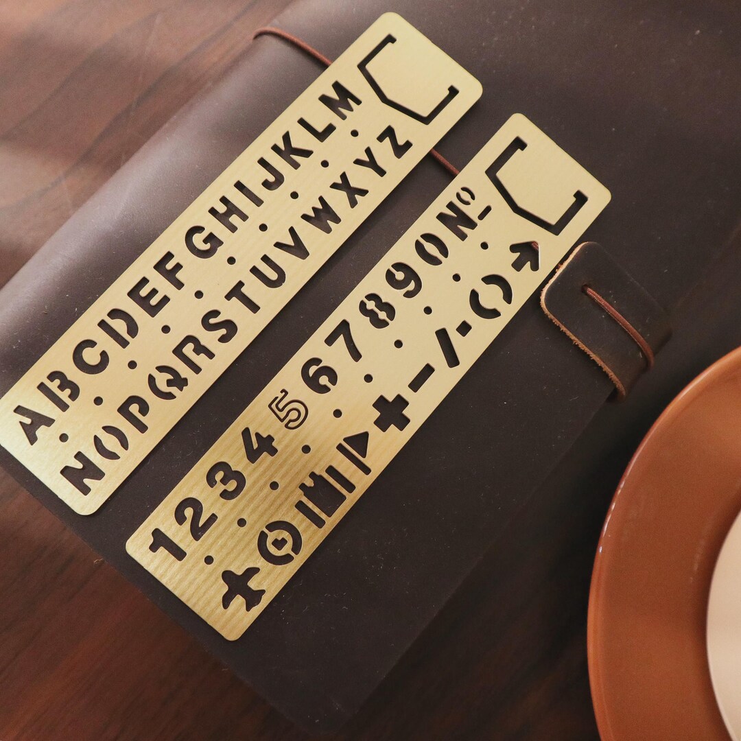 Vintage Brass Ruler | Alphabet & Number Stencil | Planner Journal ...
