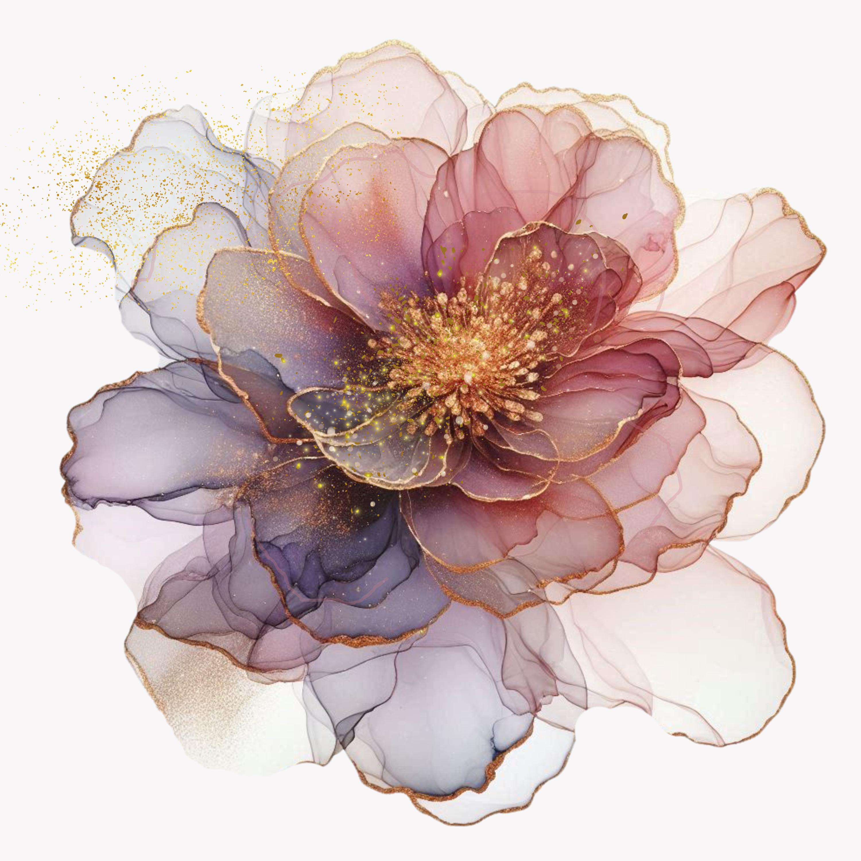 Watercolor Floral Clipart, Pink Purple Flower Pngs (digital Download ...