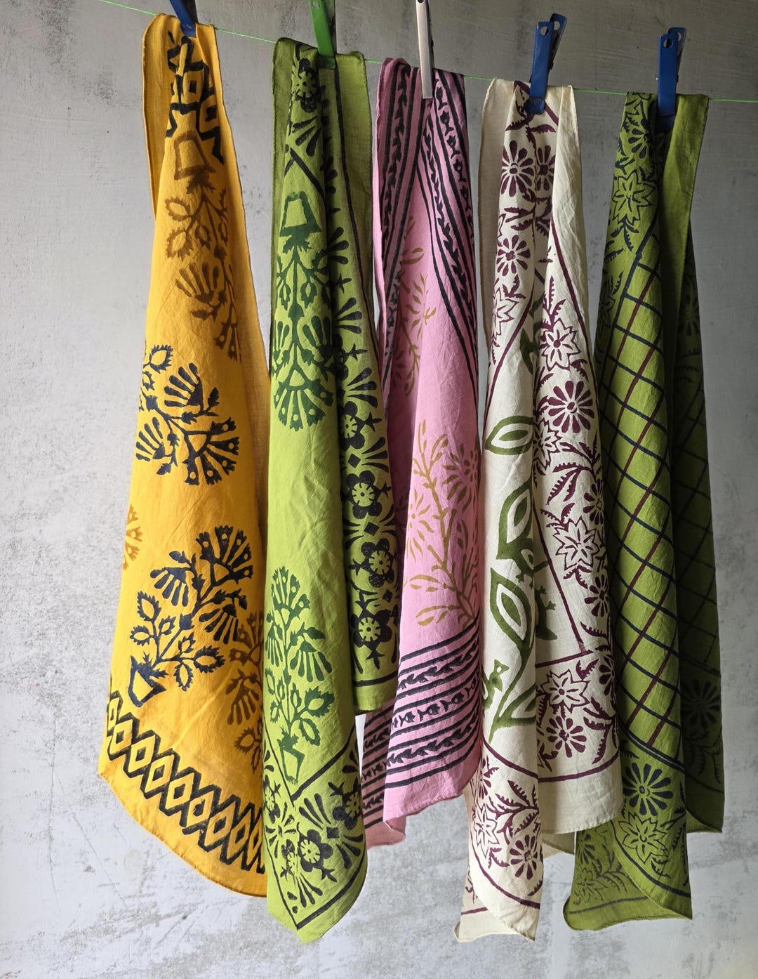 Organic Cotton Bandana Scarf, Hand Block Print, Natural Dye (21x21) - Etsy
