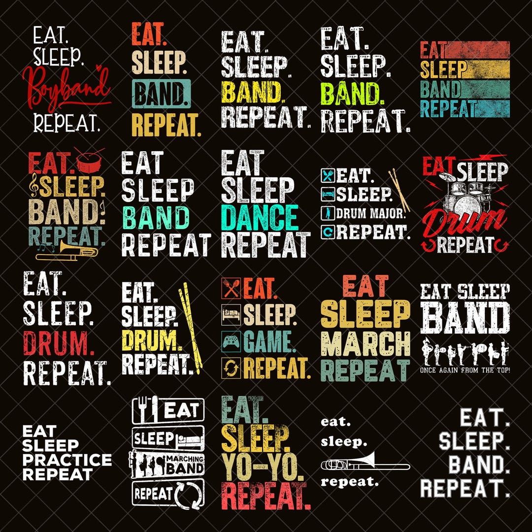 Eat Sleep Band Repeat Png Bundle, Marching Band Sublimation Bundle ...