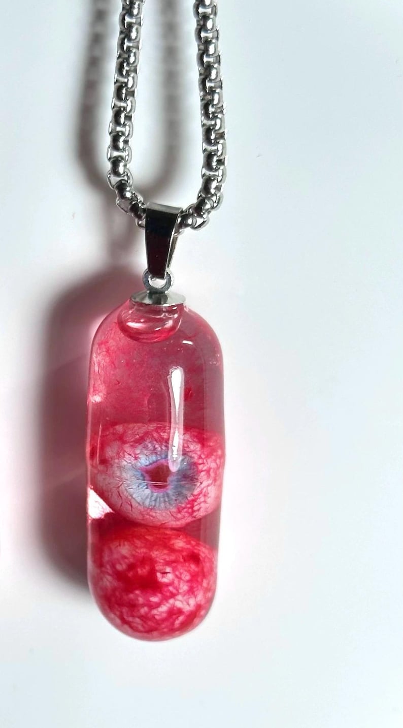 Resin Blood-type Eyeball Capsule Necklace – Flowing Liquid Sand ...