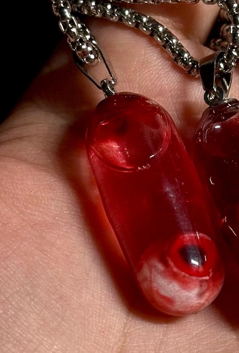 Resin Blood-type Eyeball Capsule Necklace – Flowing Liquid Sand ...