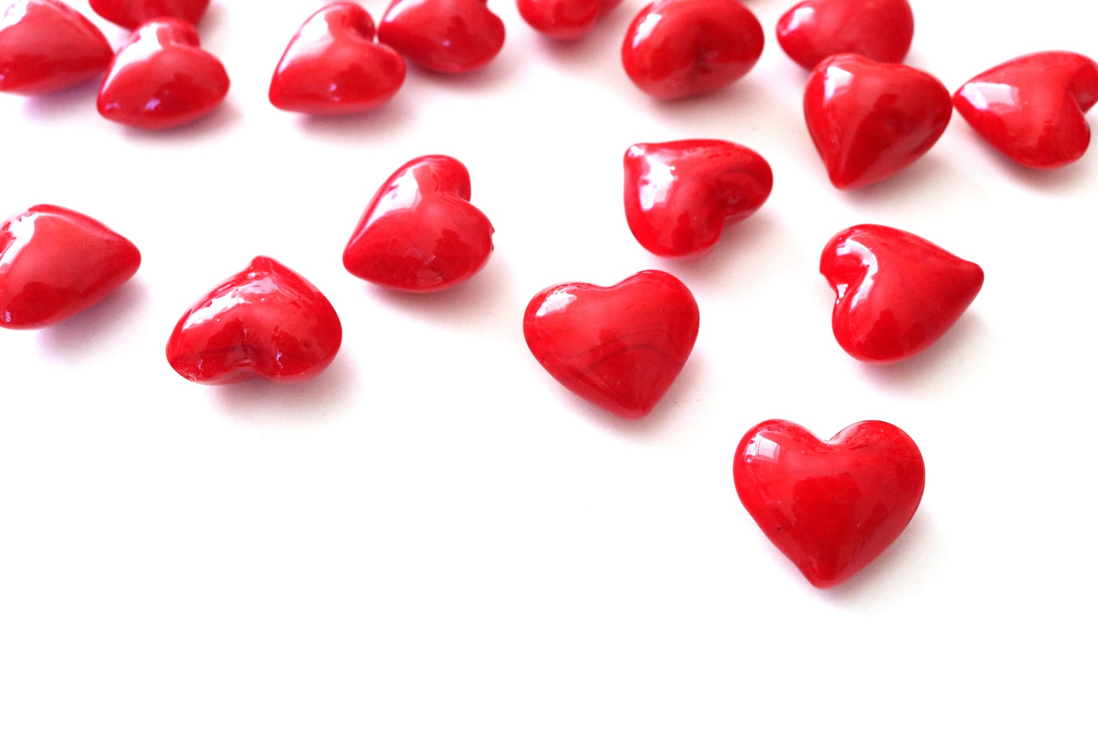 Small Red Hearts , Red Glass Hearts , Tiny Red Hearts , Red Valentine ...