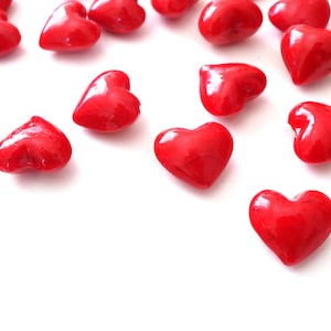 Mini Hearts , Small Glass Hearts , Red Hearts , Mini Valentine Heart ...