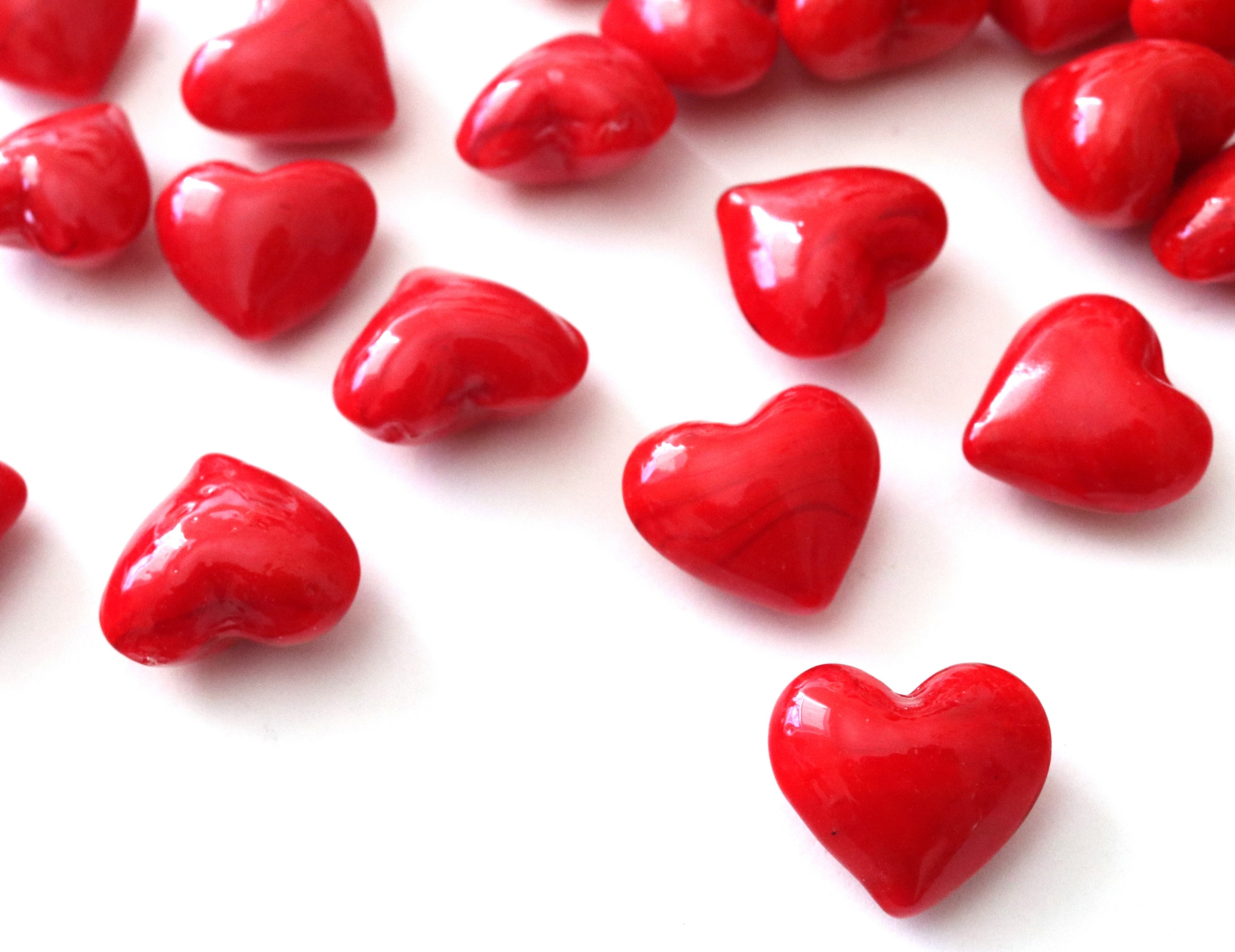 Small Red Hearts , Red Glass Hearts , Tiny Red Hearts , Red Valentine ...