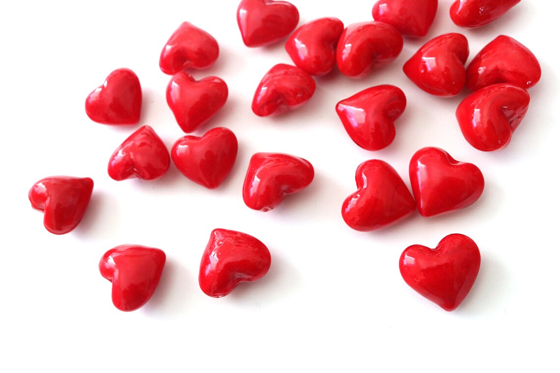Small Red Hearts , Red Glass Hearts , Tiny Red Hearts , Red Valentine ...