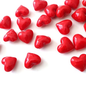 Small Red Hearts , Red Glass Hearts , Tiny Red Hearts , Red Valentine ...