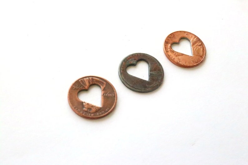 10 Heart Penny / Wedding Favors . Rustic Wedding Decor Heart Pennies ...