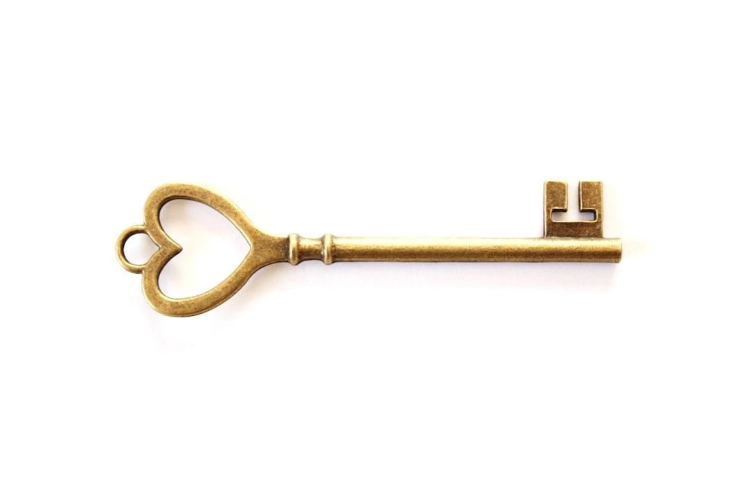 Vintage Brass Heart Keys , Wedding Favor Keys , Heart Skeleton Key ...