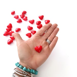 Small Red Hearts , Red Glass Hearts , Tiny Red Hearts , Red Valentine ...