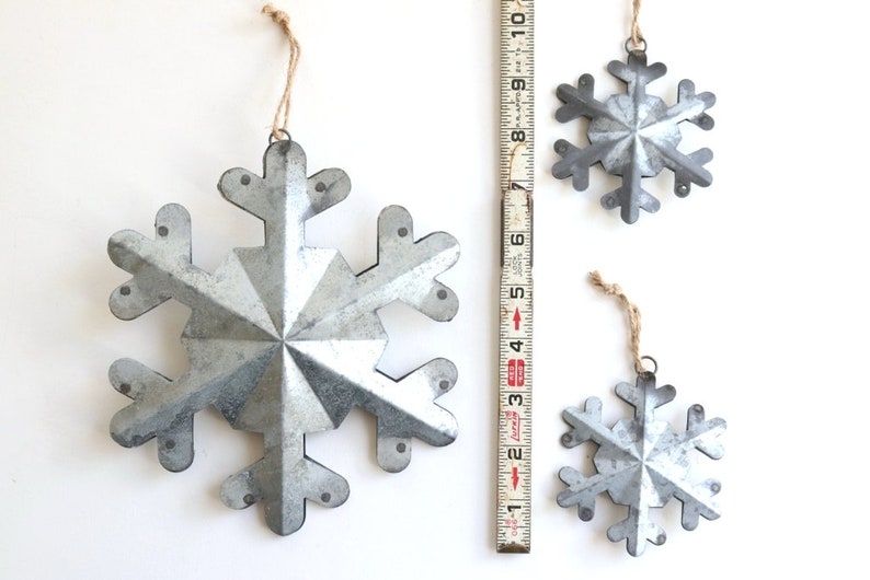 Large Snowflake Ornament Metal Snowflakes Galvanized | Etsy