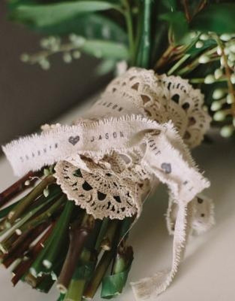 Rustic Ribbon heart ribbon wedding wands ribbon country | Etsy