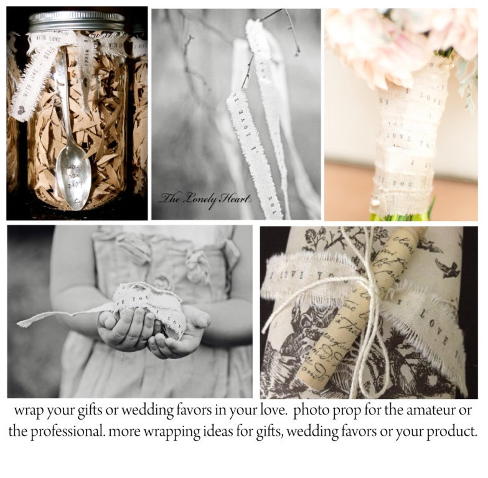 Rustic Ribbon heart ribbon wedding wands ribbon country | Etsy