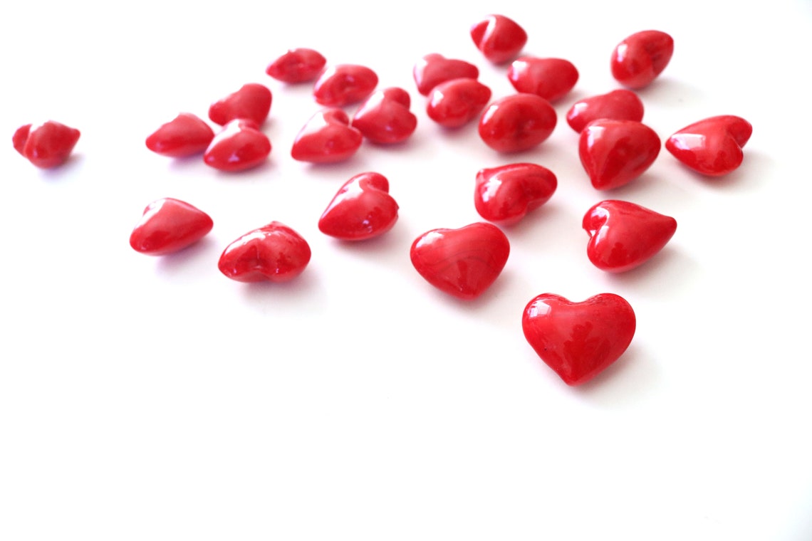 Small Red Hearts , Red Glass Hearts , Tiny Red Hearts , Red Valentine ...