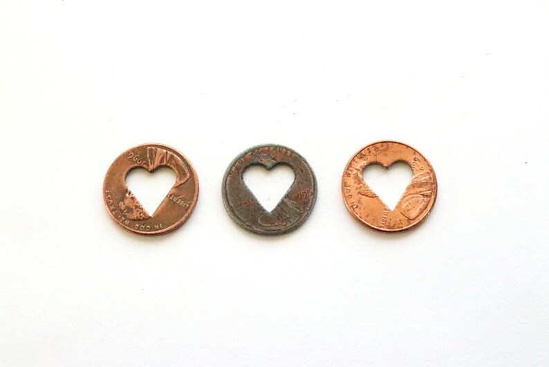 10 Heart Penny / Wedding Favors . Rustic Wedding Decor Heart - Etsy