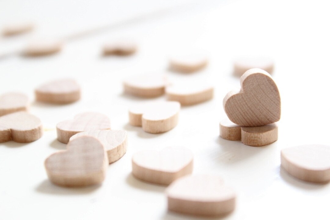 50 Small Wooden Hearts , 1/2 Inch Wooden Hearts , Tiny Wood Hearts ...