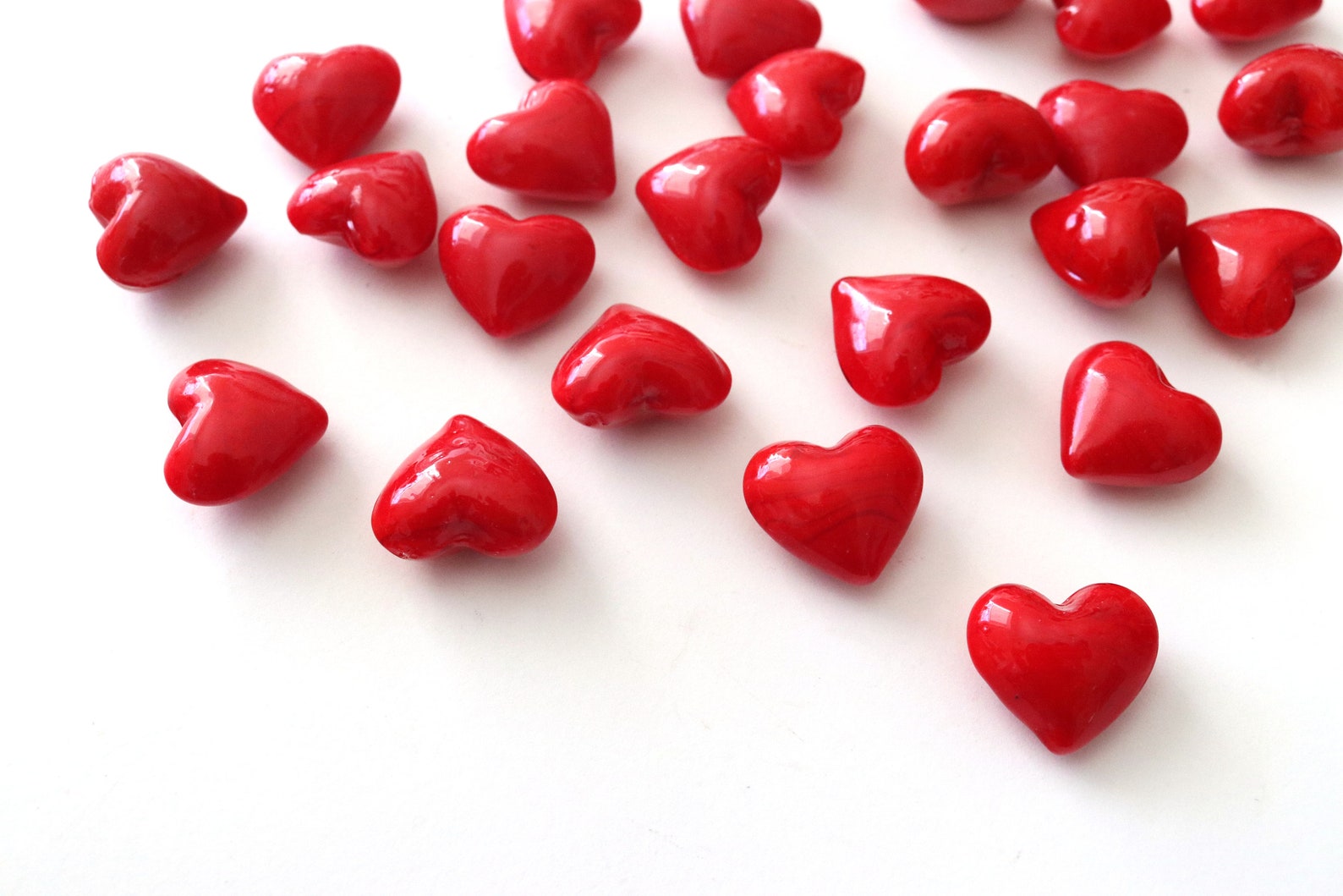 Small Red Hearts , Red Glass Hearts , Tiny Red Hearts , Red Valentine ...