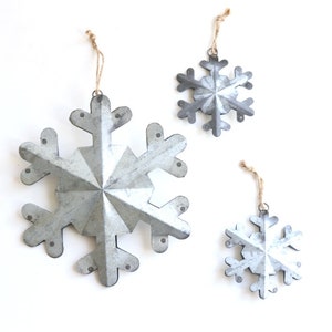 Large Snowflake Ornament Metal Snowflakes Galvanized - Etsy