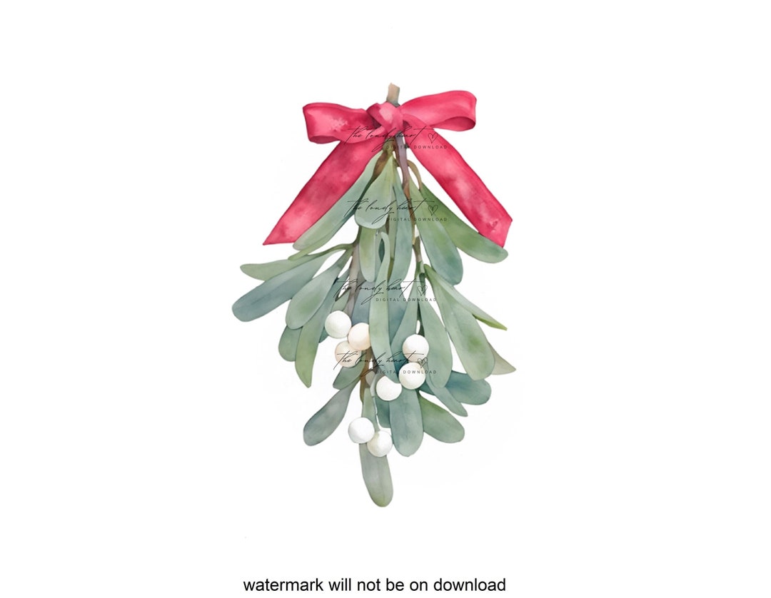 Mistletoe Print , Digital Download Mistletoe , Christmas Art ...