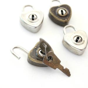 Small Heart Lock and Keys - Heart Padlock and Key . Mini Lock Silver ...