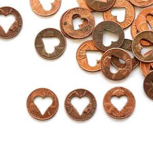 10 Heart Penny / Wedding Favors . Rustic Wedding Decor Heart - Etsy