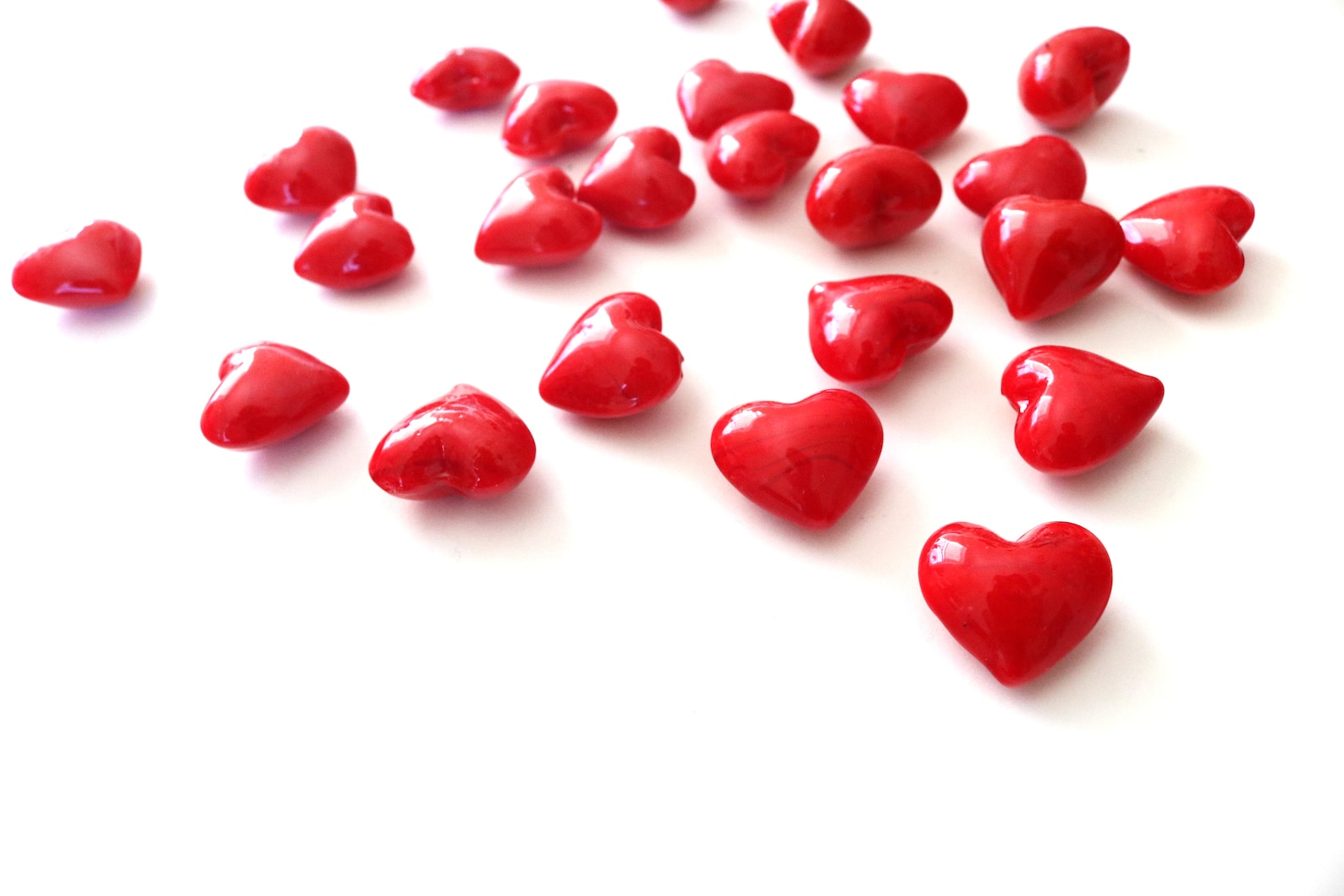 Small Red Hearts , Red Glass Hearts , Tiny Red Hearts , Red Valentine ...