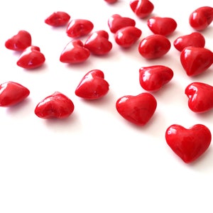 Small Red Hearts , Red Glass Hearts , Tiny Red Hearts , Red Valentine ...