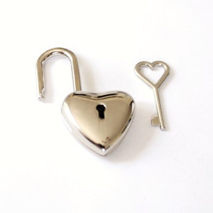 Small Heart Lock With Heart Key / Heart Padlock & Key Heart Charm ...