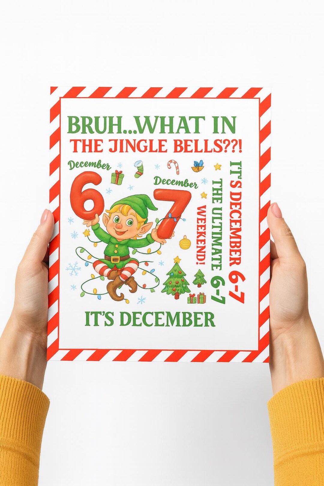 6-7 Elf Printable Prop, Elf Letter for 67 Png, Trending Meme Christmas ...