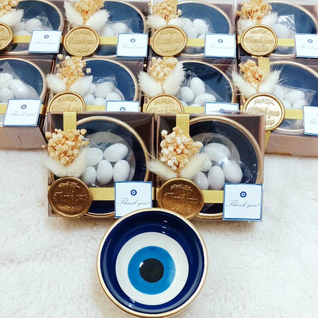 Gold Evil Eye Ceramic Bowls, Wedding Favor Guest Gift, Almond Candy ...