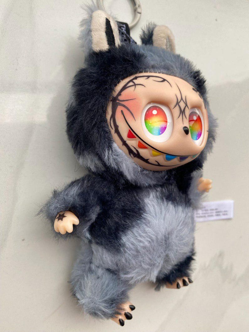 Rare Labubu Plush Keychain With Custom Rainbow Eye Tattoo, Creepy Cute ...
