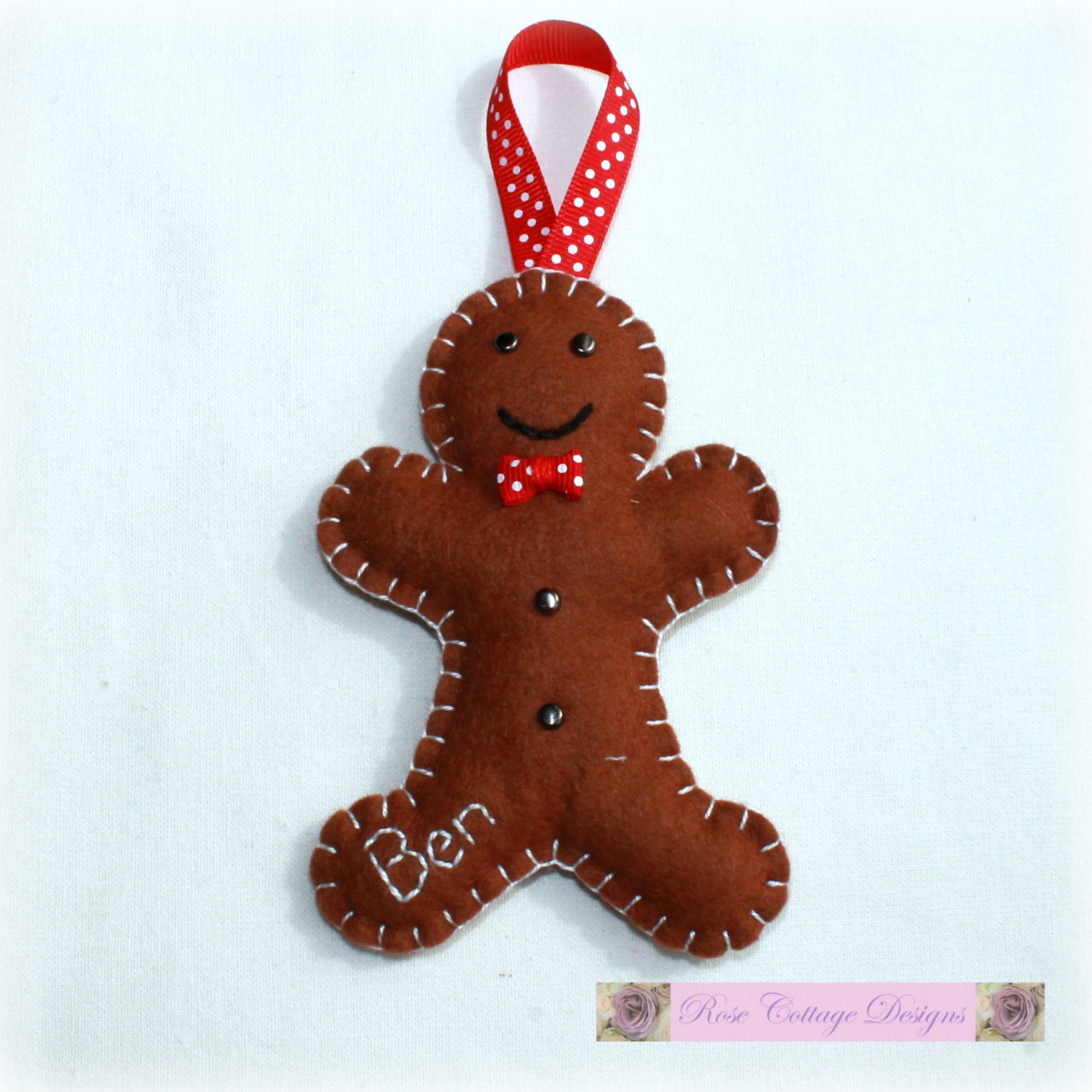 Personalised Felt Gingerbread Man Handmade Ornament | Etsy