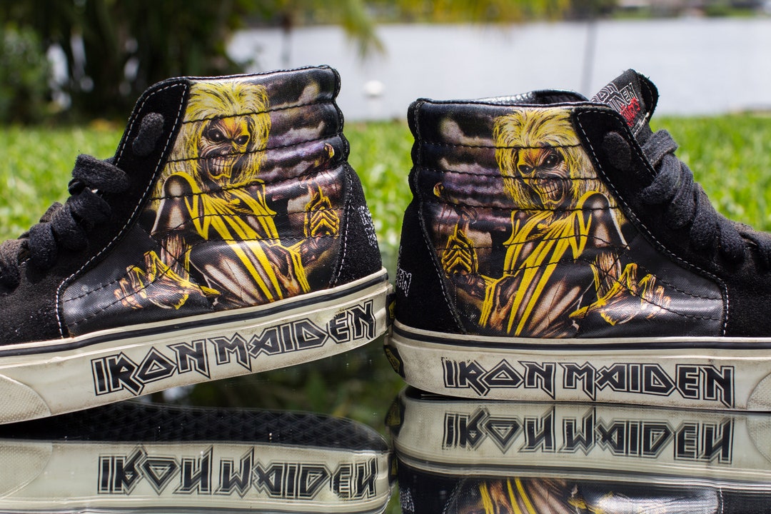 VANS IRON MAIDEN Killers Sk8-hi Black Yellow Sneakers Sz 7 - Etsy