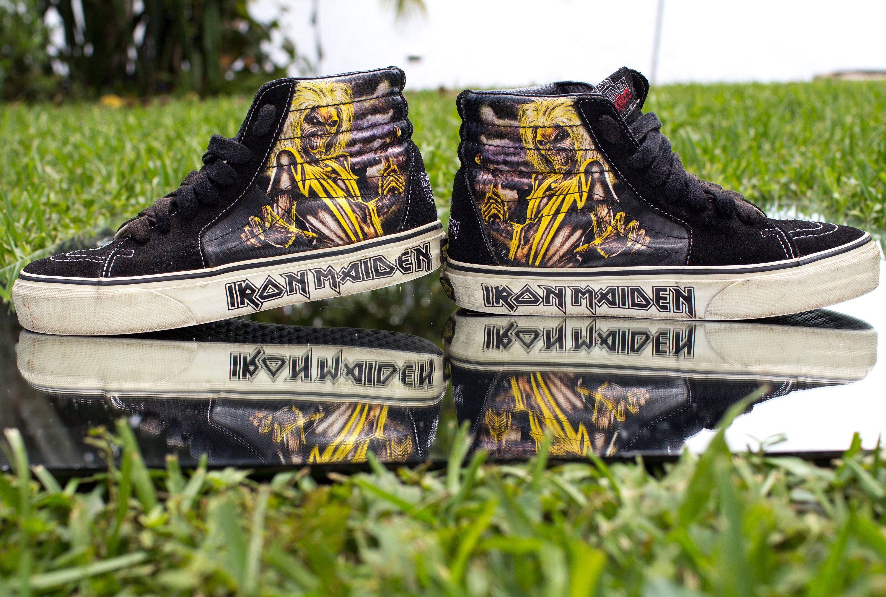 VANS IRON MAIDEN Killers Sk8-hi Black Yellow Sneakers Sz 7 - Etsy