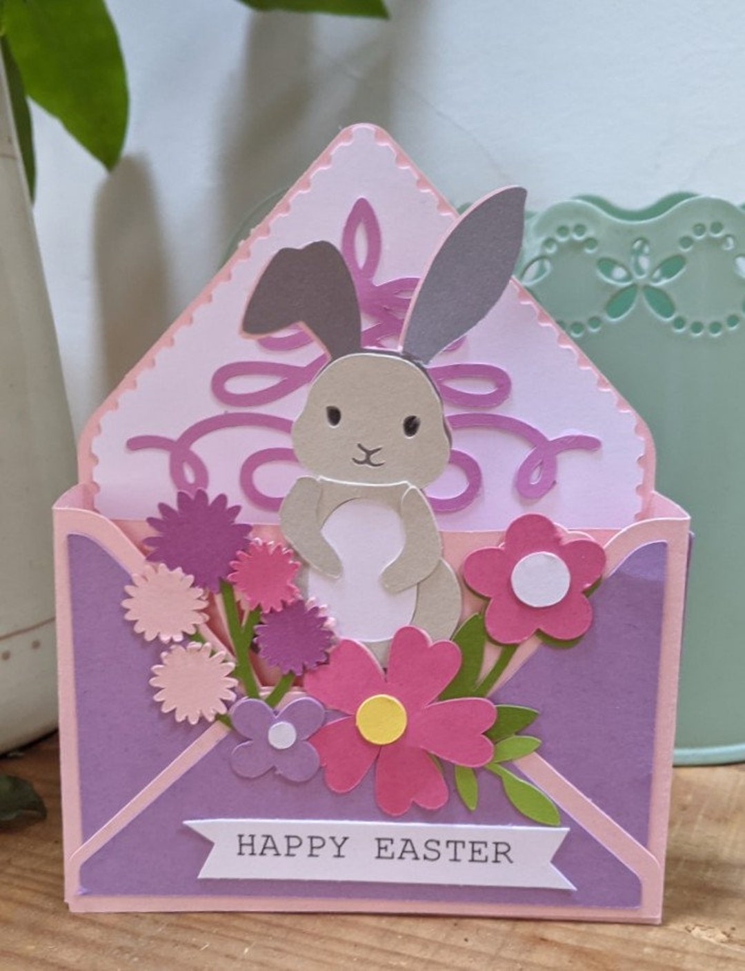 Easter Bunny Envelope Box Card - Etsy UK