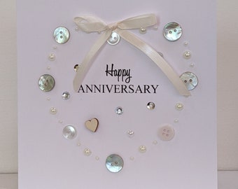 Handmade Wedding Anniversary Card, I Love You Card, Button Card ...