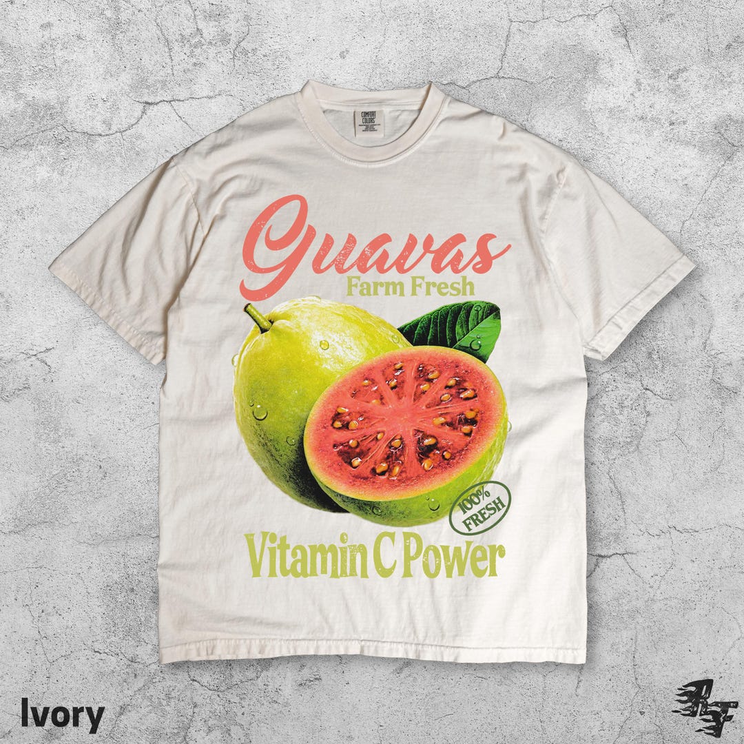 Retro Guavas Commercial T-shirt, Vintage Tropical Fruit Graphic Tee ...