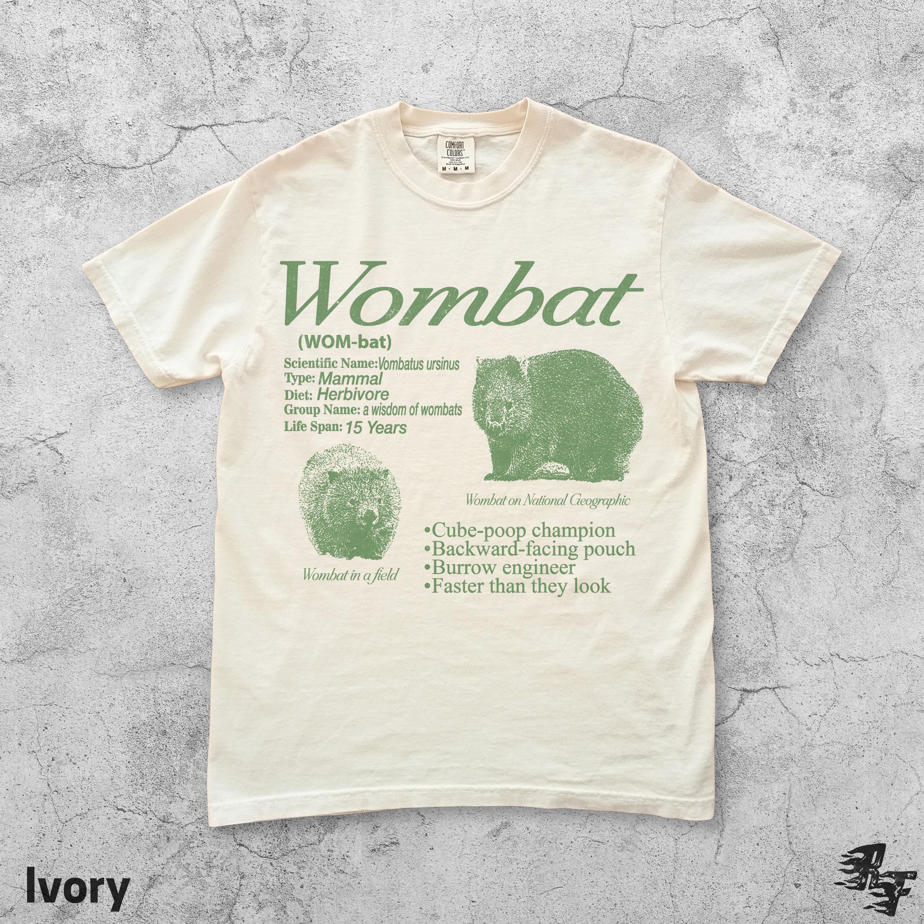 Wombat Vintage 90s Graphic T-shirt, Retro Animal Facts Tee, Funny ...