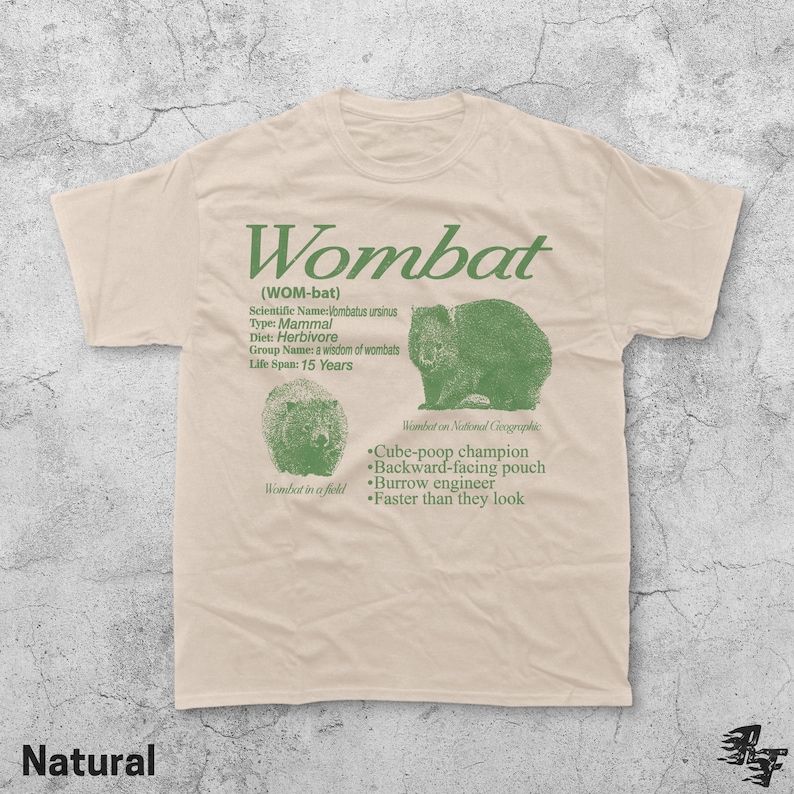 Wombat Vintage 90s Graphic T-shirt, Retro Animal Facts Tee, Funny ...