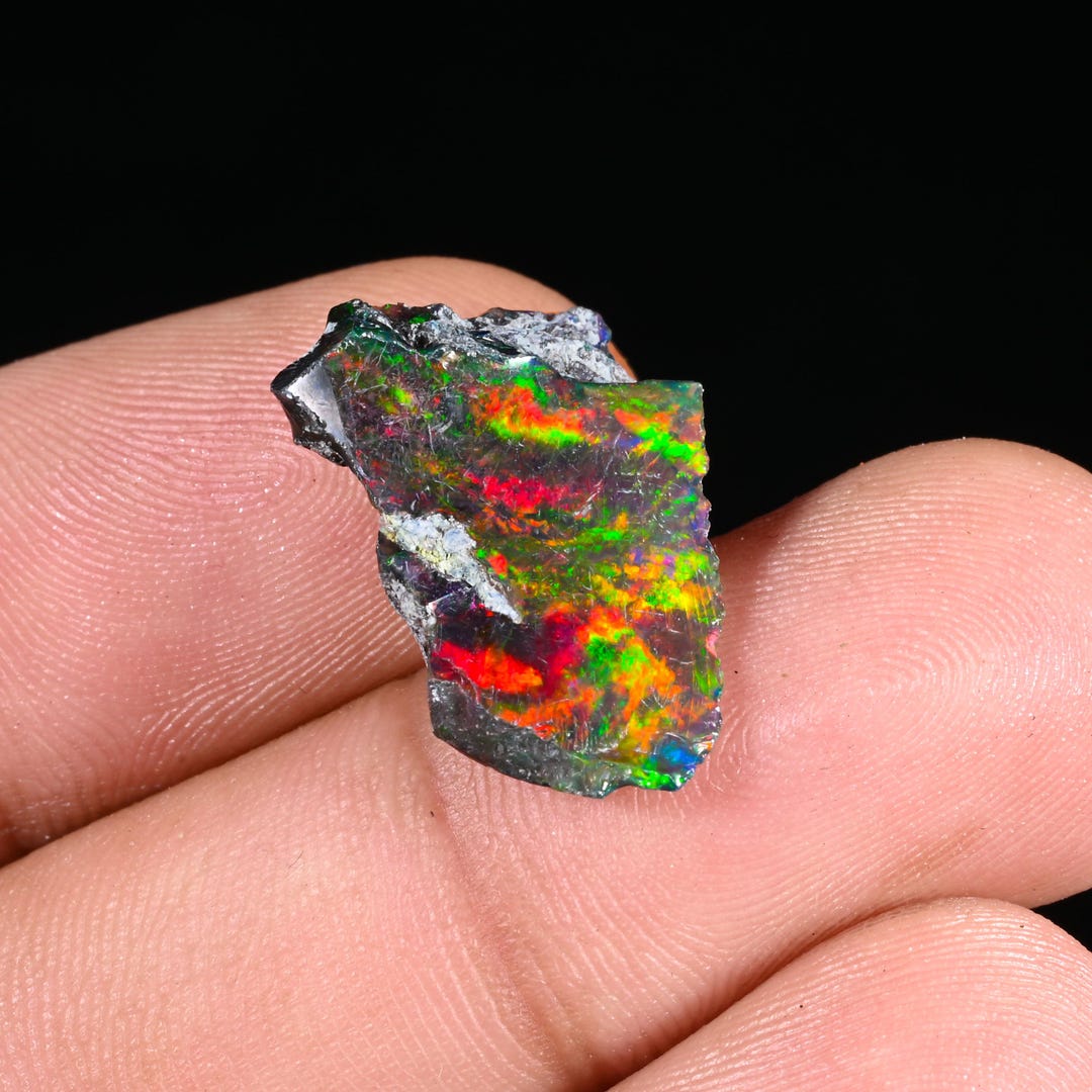Welo Fire Black Opal Rough, AAA Quality Gemstone (5.20ct, 21x15x5mm) - Etsy