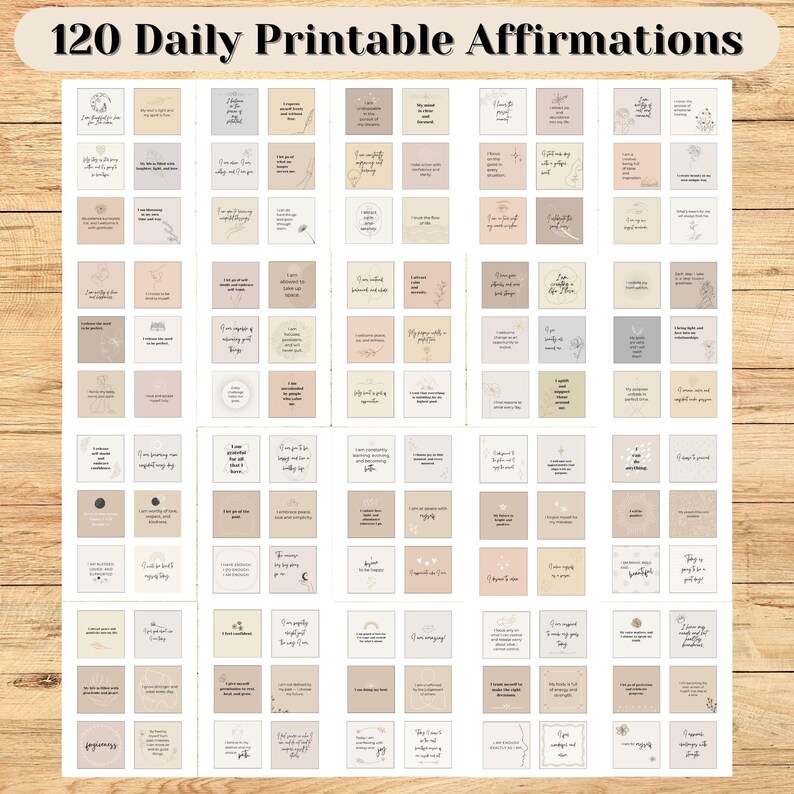 Printable Daily Affirmation Cards: Soft Sand Tones (PDF Download, 120 ...