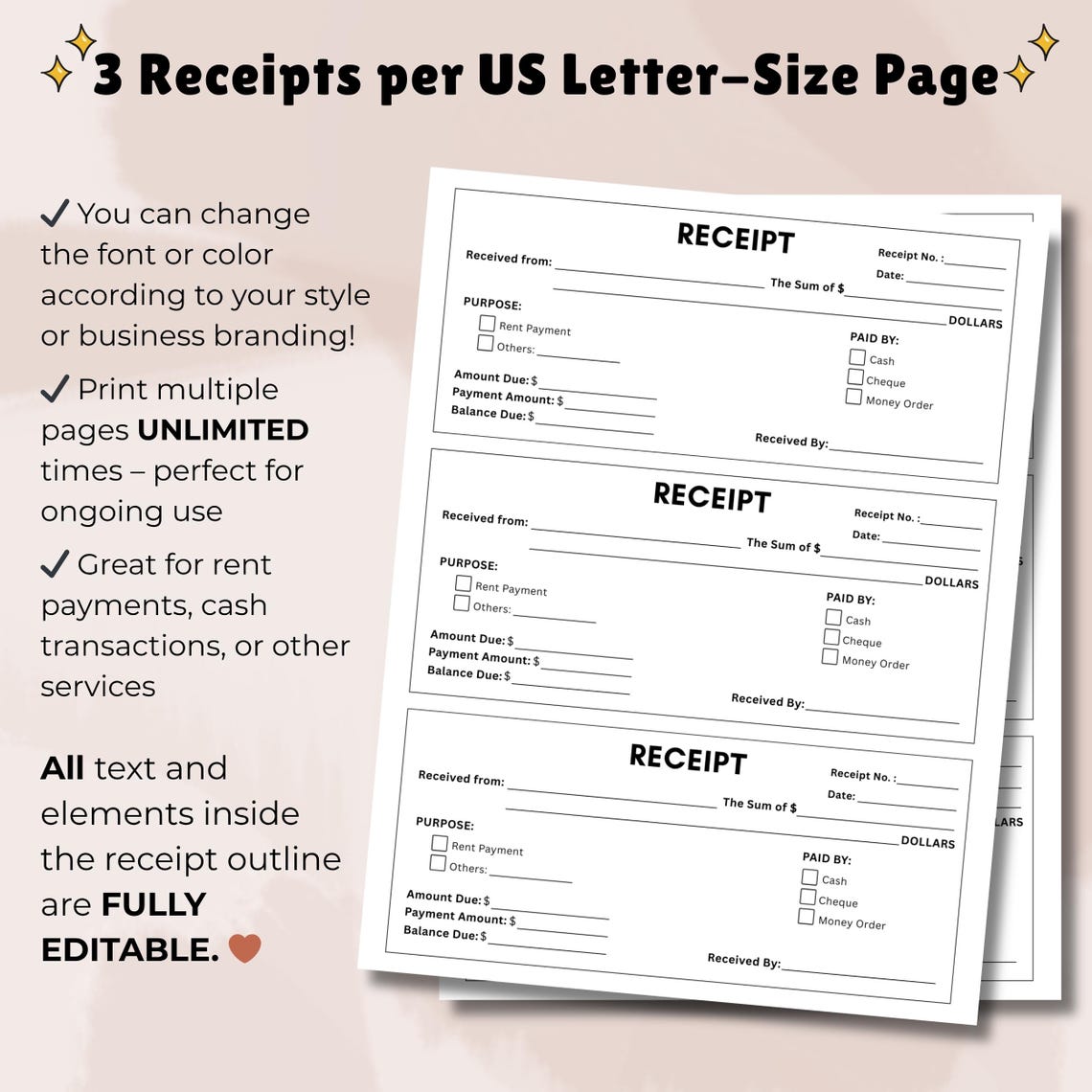 Editable Receipt Template: Printable Small Business Form (canva ...